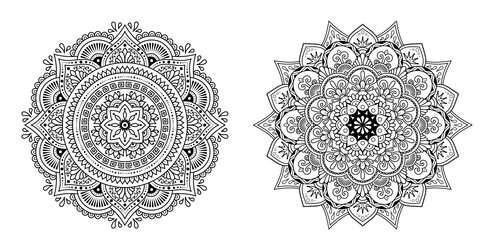 Mandala set black and white line art Royalty Free Vector
