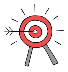 Cartoon bulls eye and dart hit target Royalty Free Vector