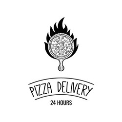 Pizza in fire with beams logo icon Royalty Free Vector Image