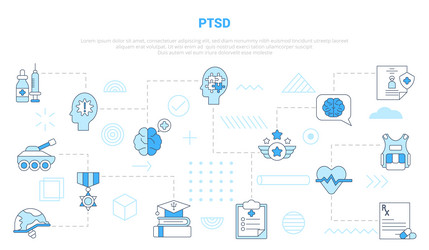 Ptsd military trauma stress concept with icon set Vector Image