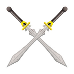 Two crossed swords of gold on white background Vector Image