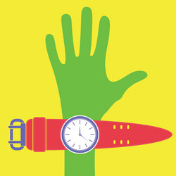 Cartoon hand with watch Royalty Free Vector Image