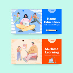Twitter template with online learning concept Vector Image