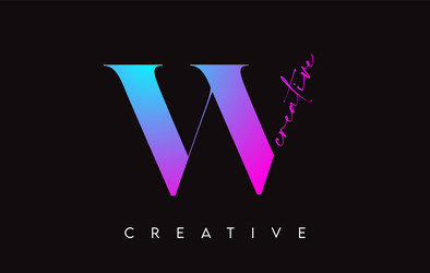 W letter design with creative cut and serif font Vector Image