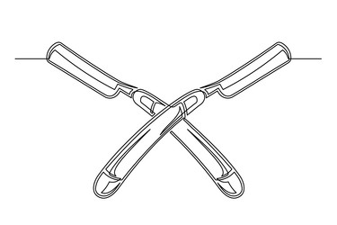 Barber shop one line continuous drawing makeup Vector Image