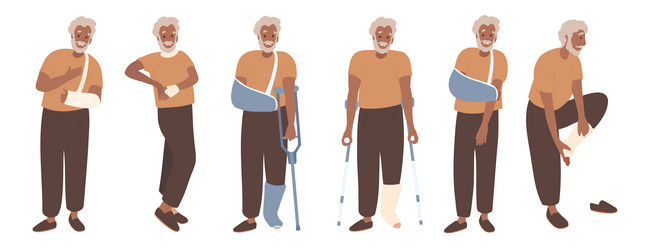 Man with hand fracture and neck injury Royalty Free Vector