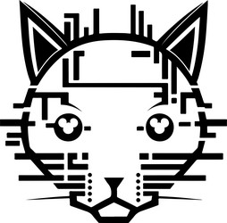 Tech of cyber cat character mascot logo design Vector Image