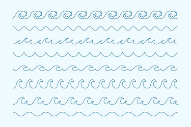 Waves curve line style sea pattern borders Vector Image