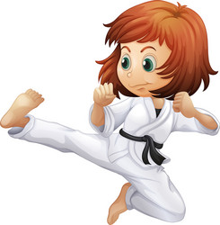 A brave girl doing karate Royalty Free Vector Image