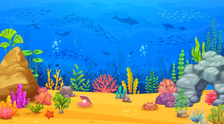 Cartoon underwater landscape game level backdrop Vector Image