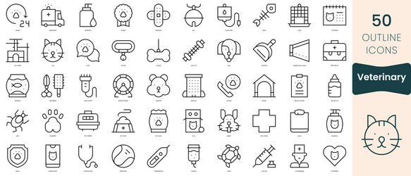 Set of veterinary icons thin linear style Vector Image Set of veterinary icons thin linear style Vector Image