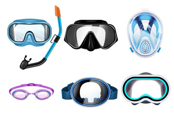 Scuba diving masks set realistic Royalty Free Vector Image