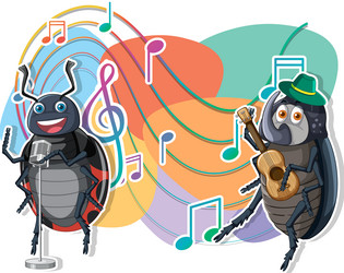 Insect music band playing in nature Royalty Free Vector