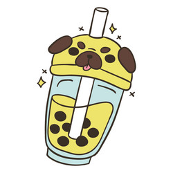 Cute bubble tea mascot holding billboards Vector Image