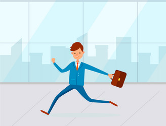 Happy businessman running Royalty Free Vector Image