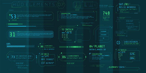 Hud interface futuristic design with text decoding