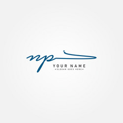 Initial letter np logo - hand drawn signature Vector Image