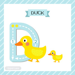Letter d lowercase tracing duck Royalty Free Vector Image