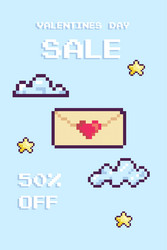 Pixel banner printable valentines day discount Vector Image