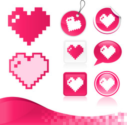 A pixel heart Royalty Free Vector Image - VectorStock