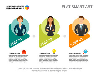 Three partners process chart template Royalty Free Vector
