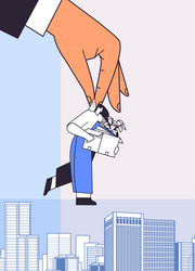 Big boss hand holding fired dismissed business Vector Image