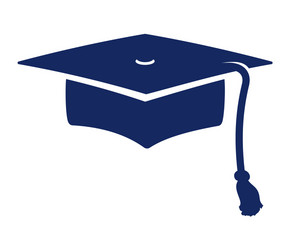 Graduation cap icon isolated on blue background Vector Image