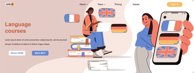 Language course school composition Royalty Free Vector Image