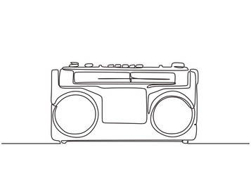 Continuous line drawing old radio music symbol Vector Image
