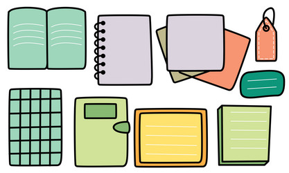 Hand drawn note paper doodle set sticky notes Vector Image