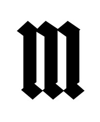 Letter m in gothic style alphabet symbol Vector Image