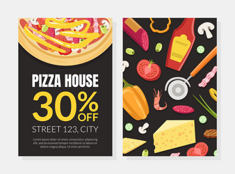 Italian pizza card templates set with traditional Vector Image
