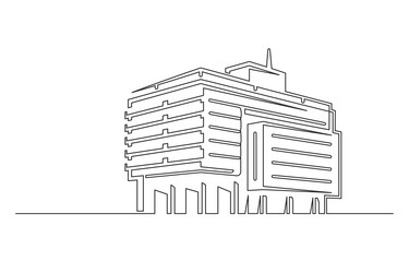 Continuous one line building Royalty Free Vector Image