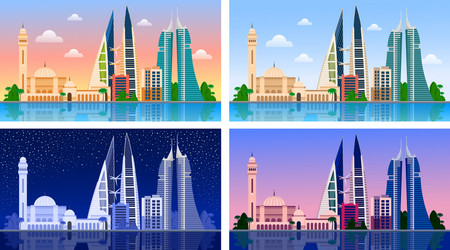 Travel to bahrain manama set cultural symbols Vector Image