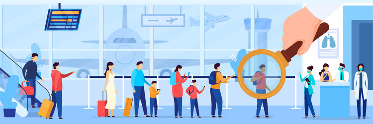 People waiting in airport queue security check Vector Image