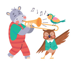 Animal band join celebration Royalty Free Vector Image