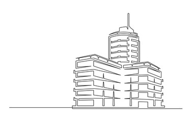 Continuous one line building Royalty Free Vector Image
