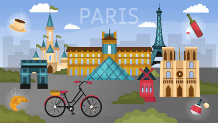 Discover the world poster with famous attractions Vector Image