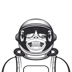 Smiling chimpanzee ape with astronaut Royalty Free Vector