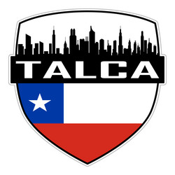 Calama skyline silhouette chile flag travel badge Vector Image