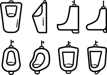 Urinal outline icon set Royalty Free Vector Image