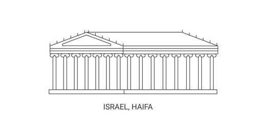 Israel haifa travel landmark Royalty Free Vector Image