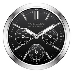 Realistic black grey metallic clock watch face Vector Image