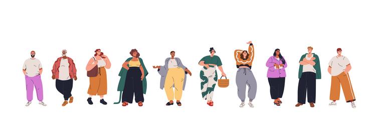 Women with plus-size curvy fat bodies plump Vector Image