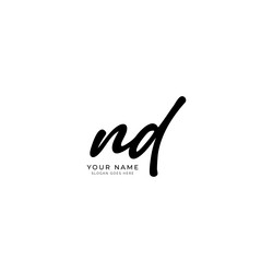 N d nd initial letter handwritten signature logo Vector Image