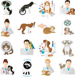 100 veterinary icons set flat style Royalty Free Vector