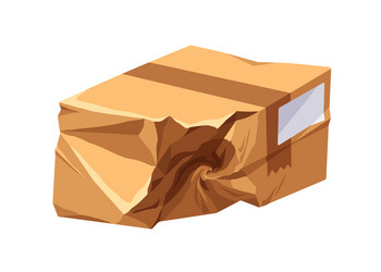 Damaged wet cardboard box wrinkled parcel soaked Vector Image