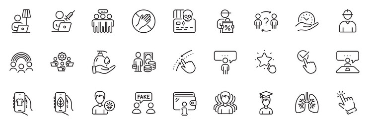 Student group and ranking star line icons pack Vector Image