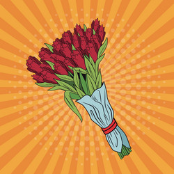 Pop art flowers bouquet cartoon Royalty Free Vector Image