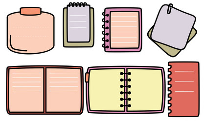 Hand drawn note paper doodle set sticky notes set Vector Image